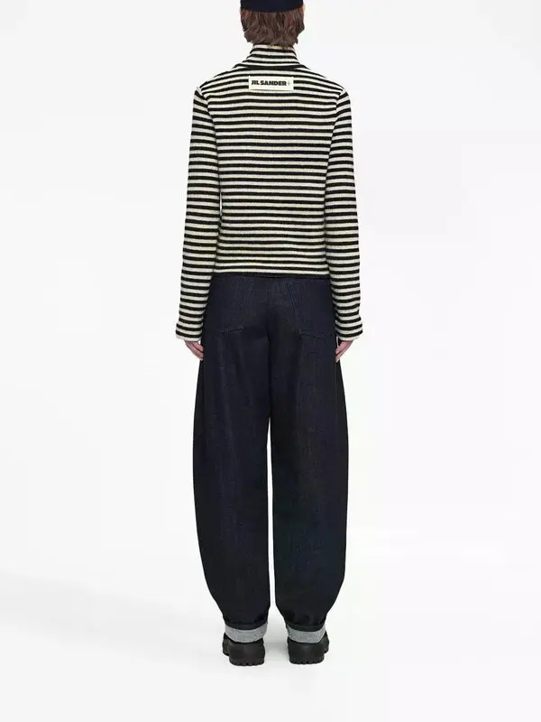 JIL SANDER Logo-patch Striped Wool Sweater