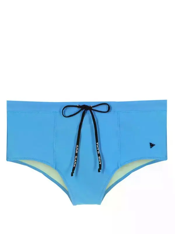 AMIR SLAMA Logo-plaque Drawstring Swimming Trunks - Blue