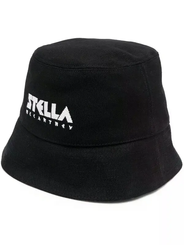 Stella McCartney Embroidered-logo Bucket Hat - Black