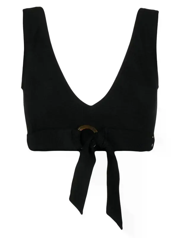 DUSKII Ribbed V-neck Bikini Top - Black