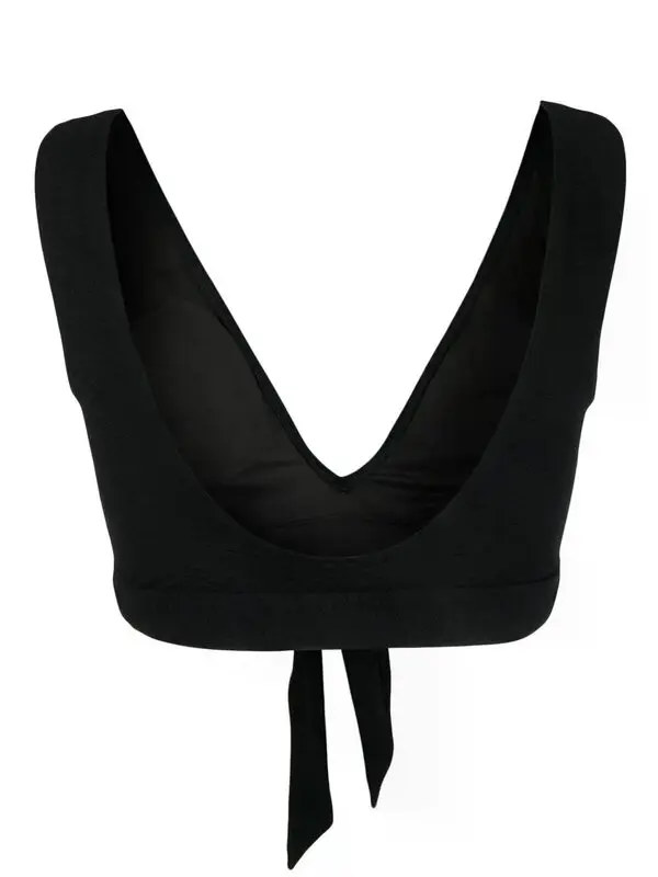 DUSKII Ribbed V-neck Bikini Top - Black