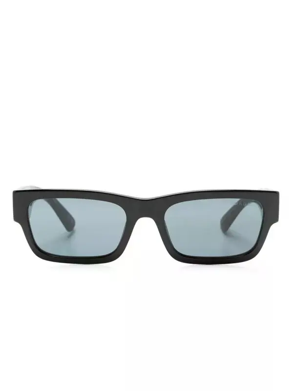 Prada Logo-engraved Rectangle-frame Sunglasses - Black