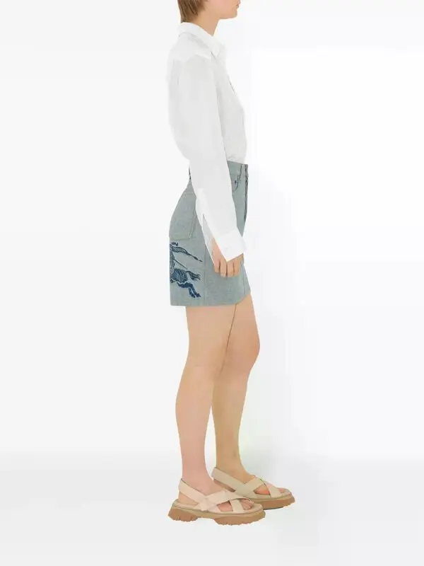 Burberry Equestrian Knight Jacquard Denim Skirt