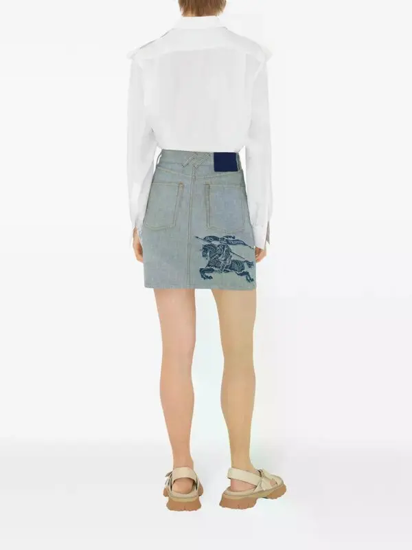Burberry Equestrian Knight Jacquard Denim Skirt
