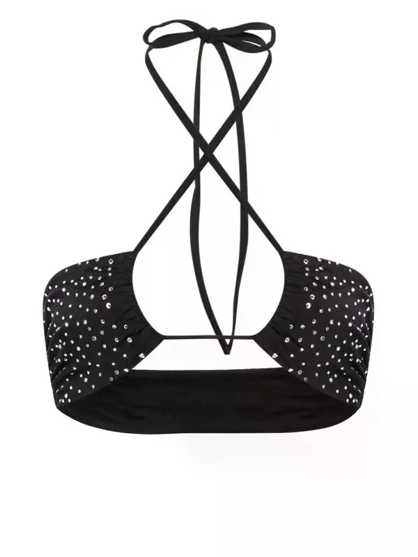 FORTE_FORTE Rhinestone-embellished Bandeau Bikini Top - Black