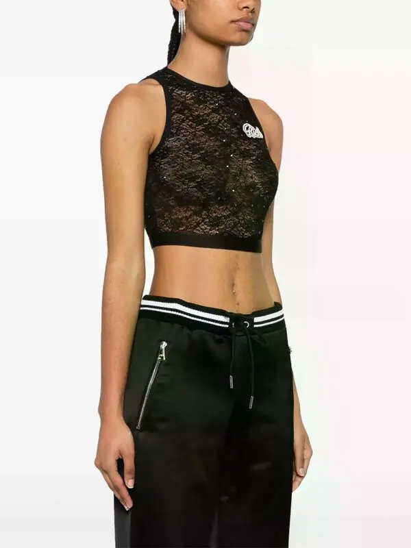 Alessandra Rich Cropped Lace Tank Top