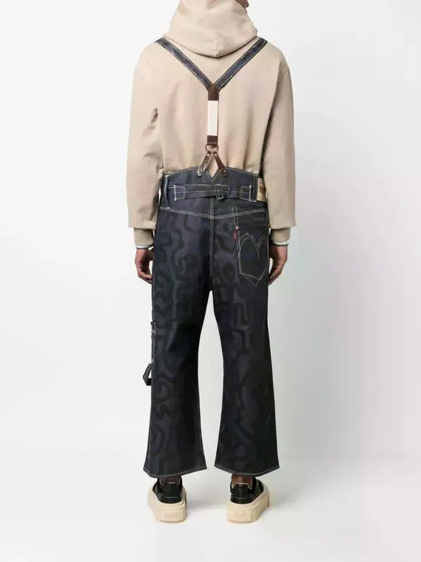 Junya Watanabe Abstract Print Trousers With Suspenders