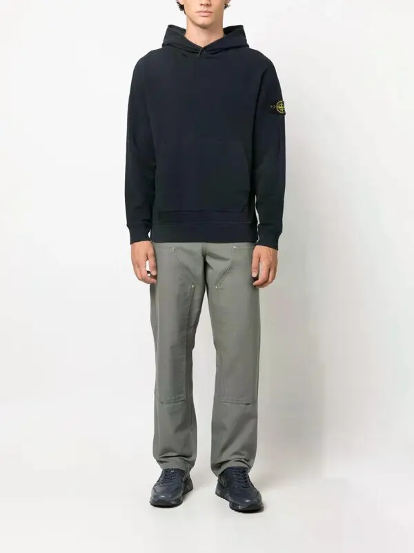 Stone Island Compass-appliqué Cotton Hoodie
