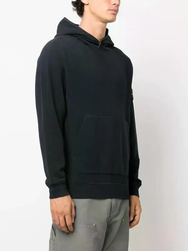 Stone Island Compass-appliqué Cotton Hoodie