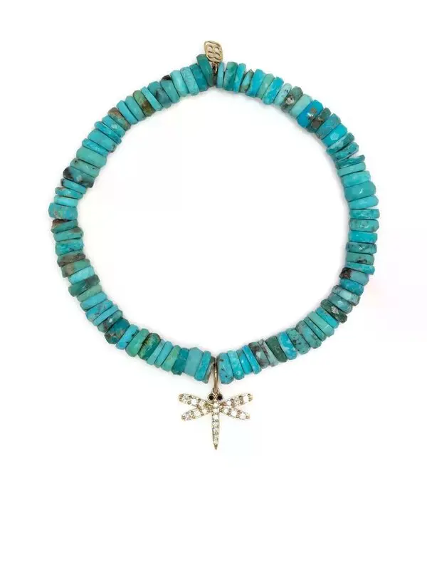 SYDNEY EVAN 14kt Yellow Gold Turquoise Beaded Bracelet - Blue