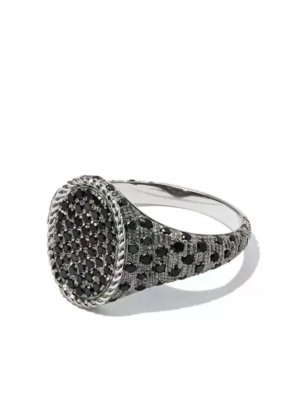 Yvonne Léon 18kt White Gold Diamond Signet Ring - Silver
