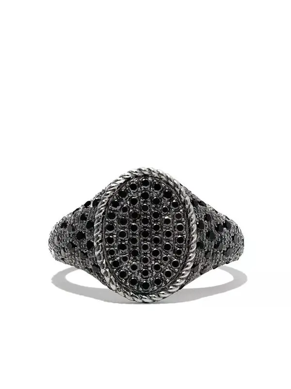 Yvonne Léon 18kt White Gold Diamond Signet Ring