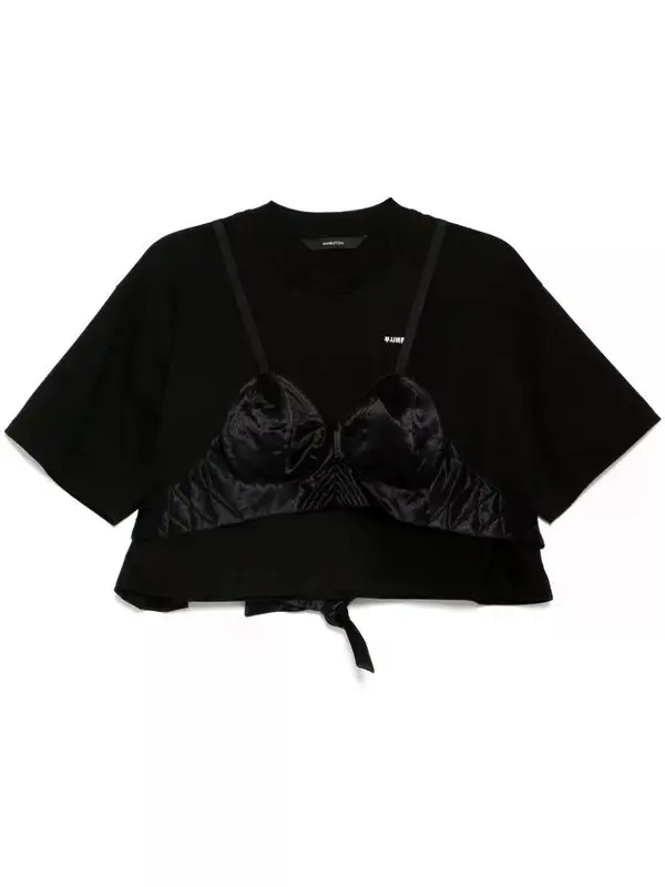 PUSHBUTTON Bra Point Cropped Top - Black