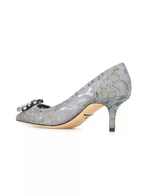 Dolce & Gabbana Taormina Lace Crystal-embellished Pumps - Grey