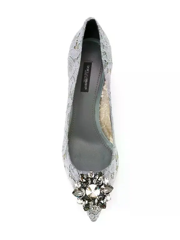 Dolce & Gabbana Taormina Lace Crystal-embellished Pumps - Grey