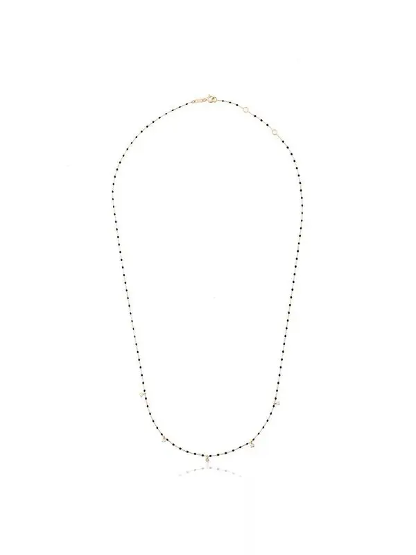 Gigi Clozeau 18kt Yellow Gold Beaded Diamond Necklace - Black