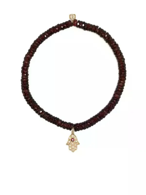 SYDNEY EVAN 14kt Yellow Gold Garnet Beaded Bracelet - Red