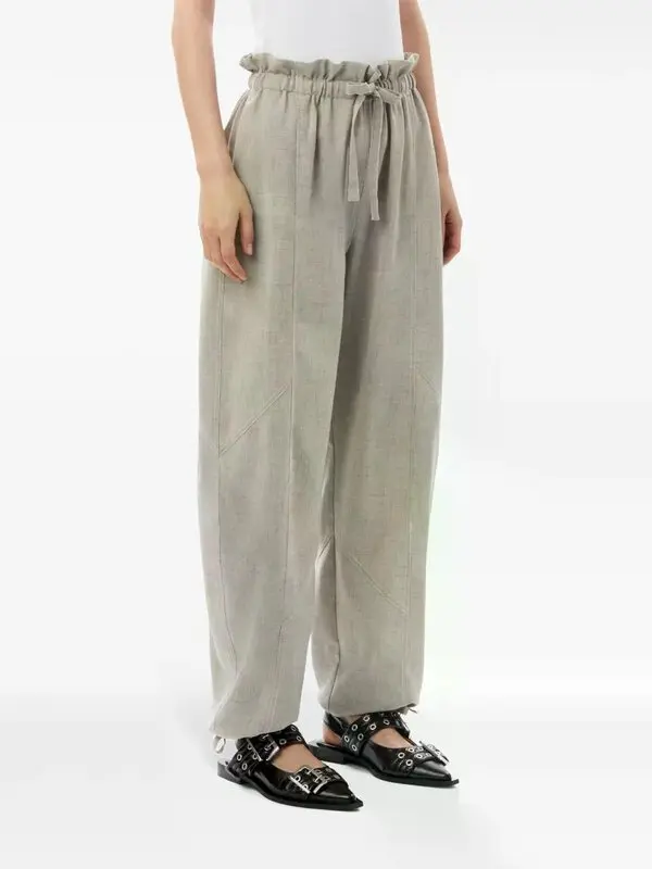 GANNI Elasticated Waist Trousers - Neutrals