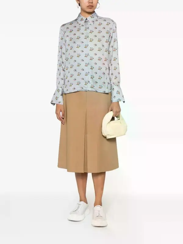 Maison Kitsuné Floral-print Twill Shirt