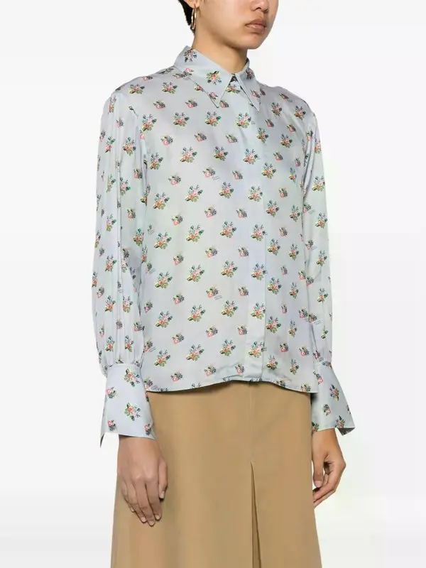 Maison Kitsuné Floral-print Twill Shirt