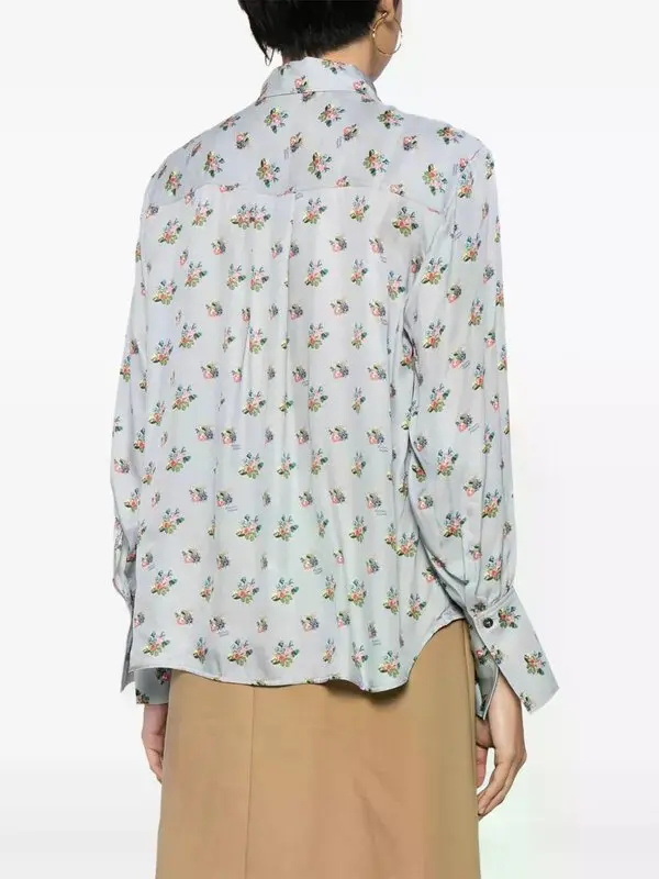 Maison Kitsuné Floral-print Twill Shirt