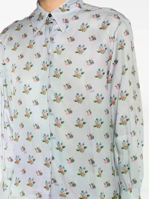Maison Kitsuné Floral-print Twill Shirt