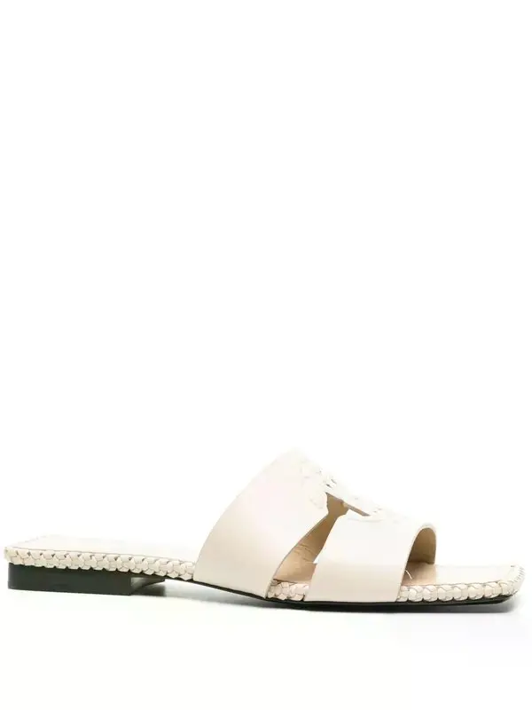 Roberto Cavalli Logo-embossed Leather Slides