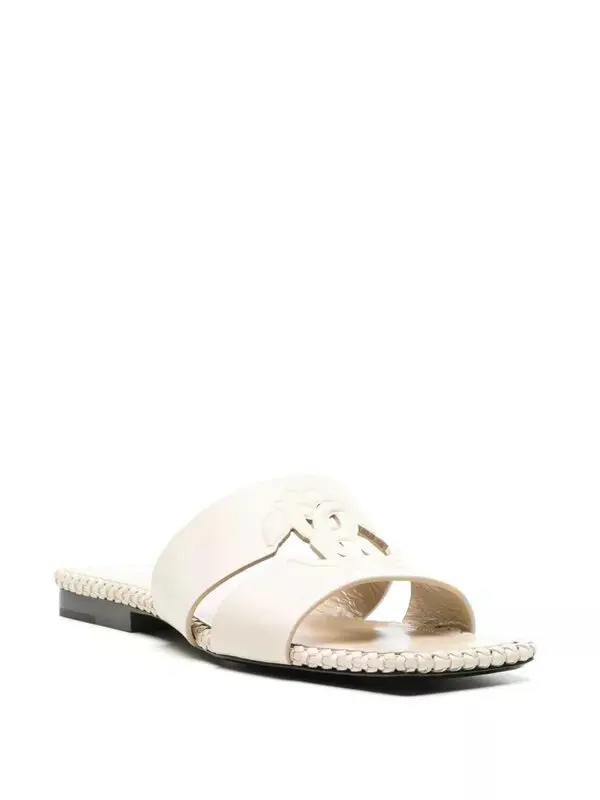 Roberto Cavalli Logo-embossed Leather Slides