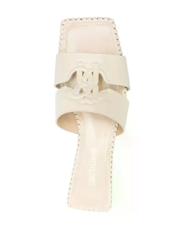 Roberto Cavalli Logo-embossed Leather Slides