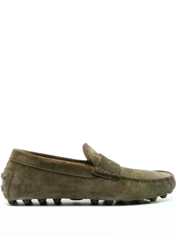 TOD'S Gommino Suede Driving Loafers - Green