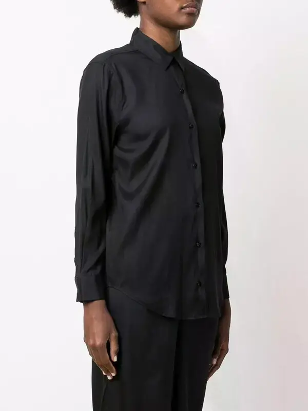 PAULA Long-sleeve Silk Shirt - Black