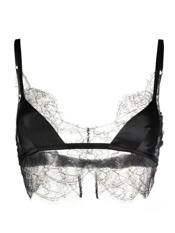 Dolce & Gabbana Lace-trim Satin Bra - Black