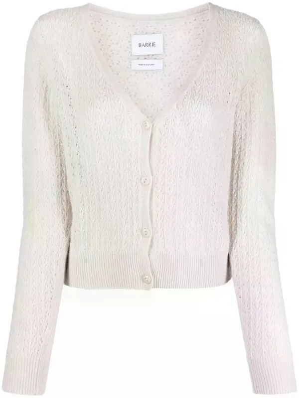 BARRIE V-neck Cashmere Cardigan - Neutrals