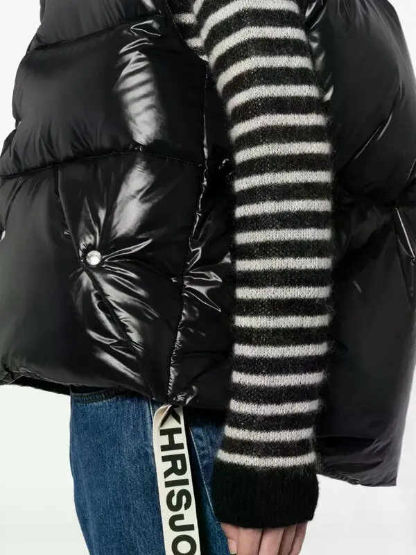 Khrisjoy Logo-tape Shiny Puffer Gilet - Black