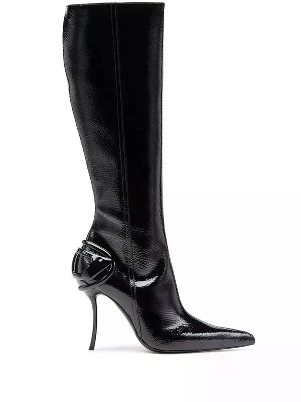 DIESEL® 110mm Leather Stiletto Boots