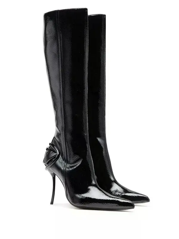 DIESEL® 110mm Leather Stiletto Boots
