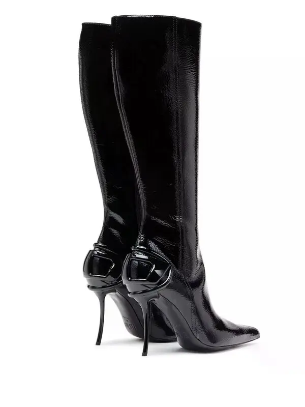 DIESEL® 110mm Leather Stiletto Boots