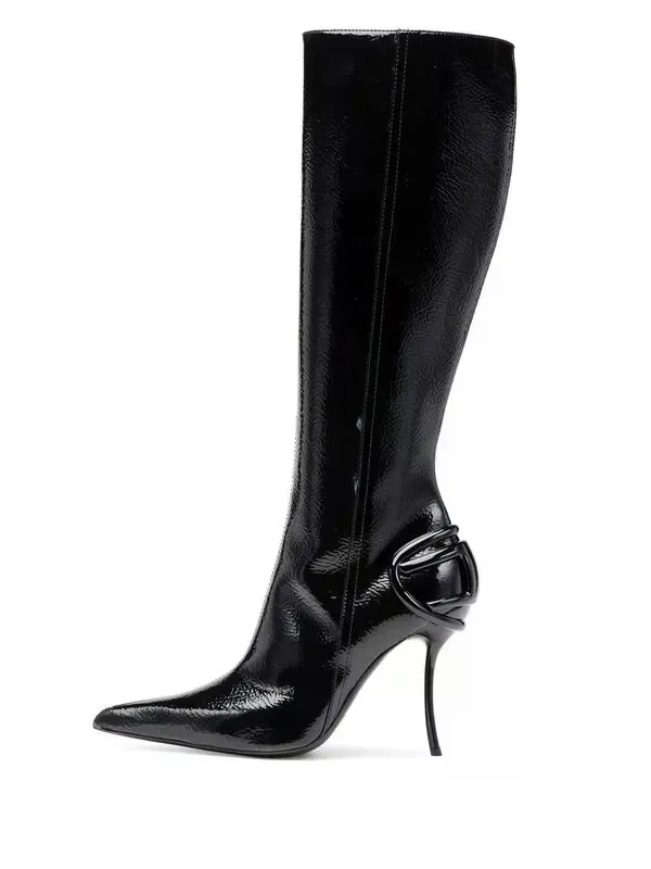 DIESEL® 110mm Leather Stiletto Boots