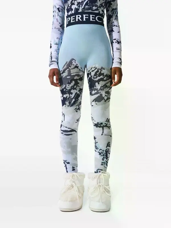 Perfect Moment Landscape-jacquard Leggings - Blue