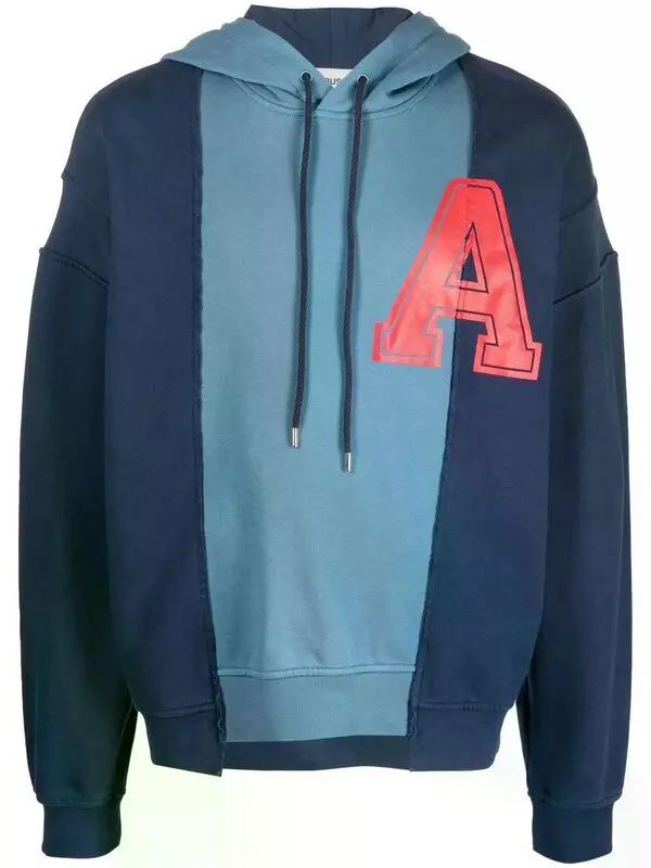 AMBUSH Panelled Logo-print Hoodie - Blue