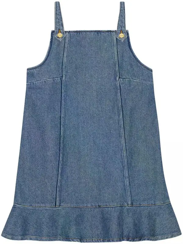 GANNI Flared-hem Denim Mini Dress - Blue