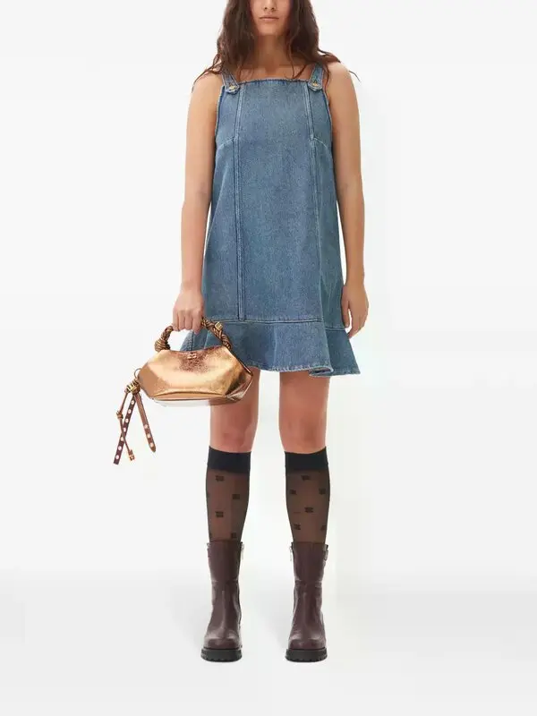 GANNI Flared-hem Denim Mini Dress