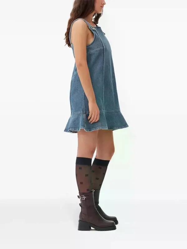 GANNI Flared-hem Denim Mini Dress