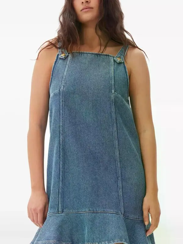 GANNI Flared-hem Denim Mini Dress