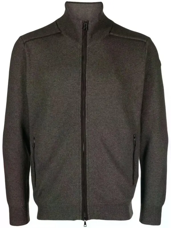 Paul & Shark Suede-trim Ribbed-knit Cardigan