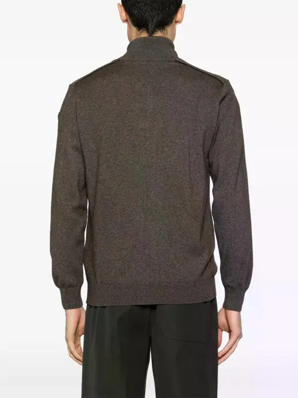 Paul & Shark Suede-trim Ribbed-knit Cardigan