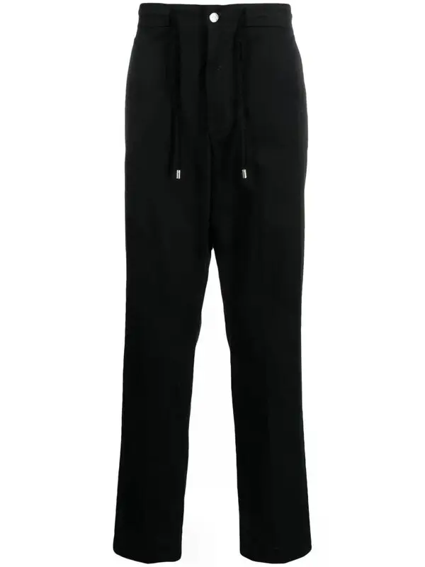 Roberto Cavalli Logo-embroidered Cotton Trousers - Black