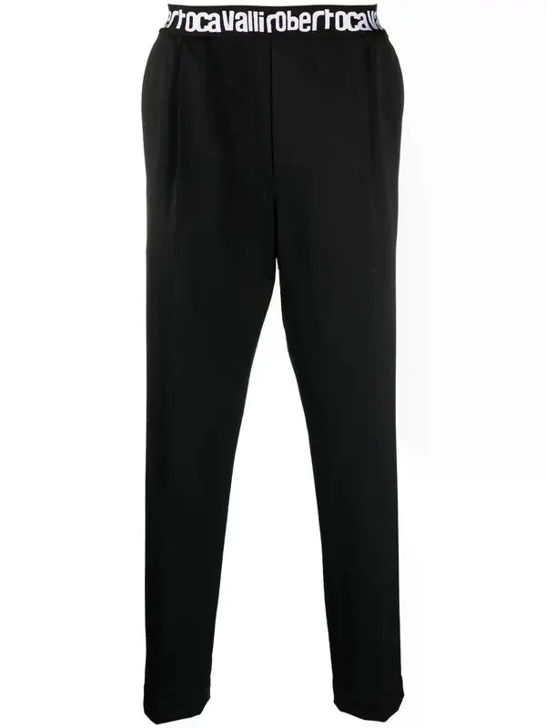 Roberto Cavalli Logo-waist Tapered Trousers