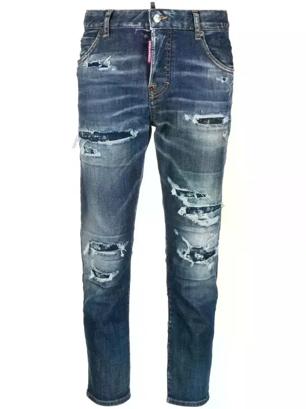 Dsquared2 Distressed Logo-patch Cropped Jeans