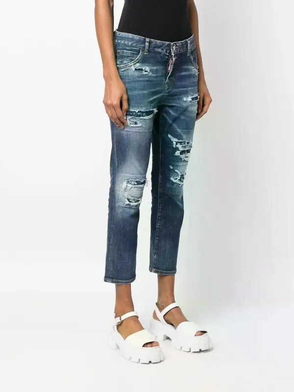 Dsquared2 Distressed Logo-patch Cropped Jeans
